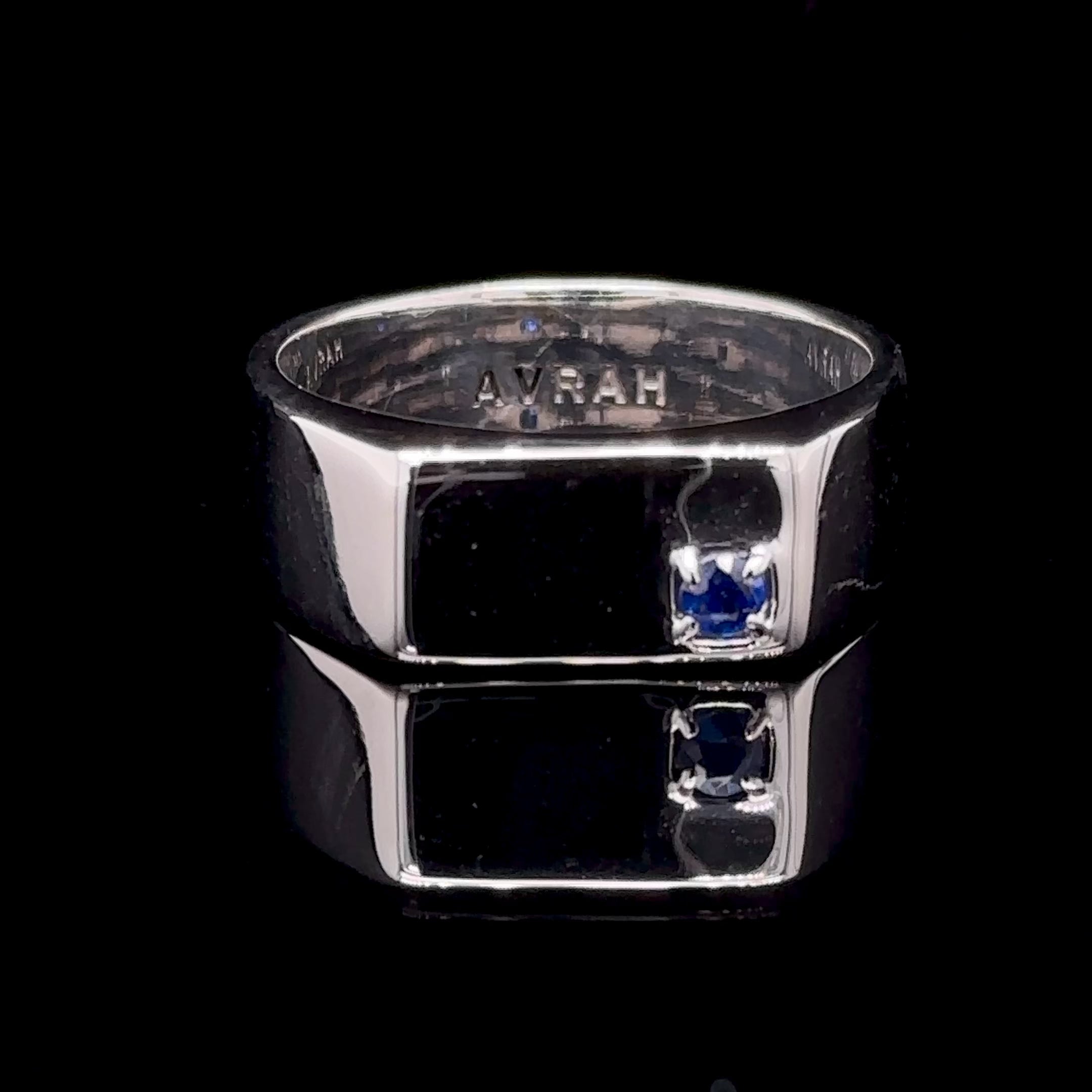 AVRAH - Sterling Silver and Sapphire Signet Ring